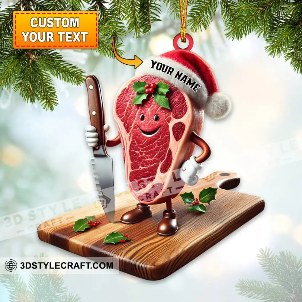 Beef Home Decor Christmas Ornament, Personalized Ornament