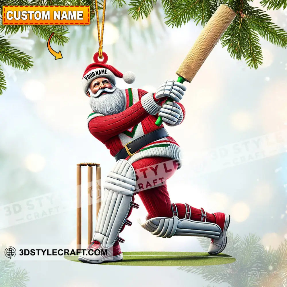 Cricket Ball Santa Pose Christmas Ornament, Personalized Ornament