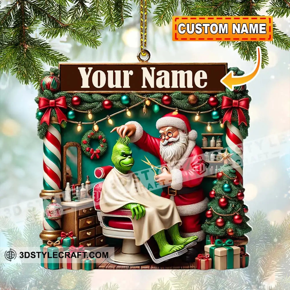 Custom Barber Santa Ornament, Personalized Ornament