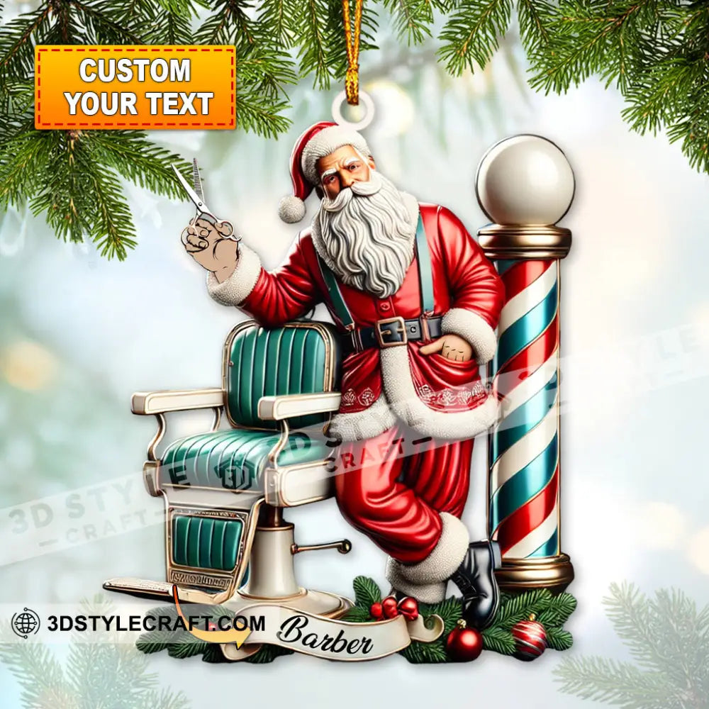 Custom Barber Santa Ornament, Personalized Ornament