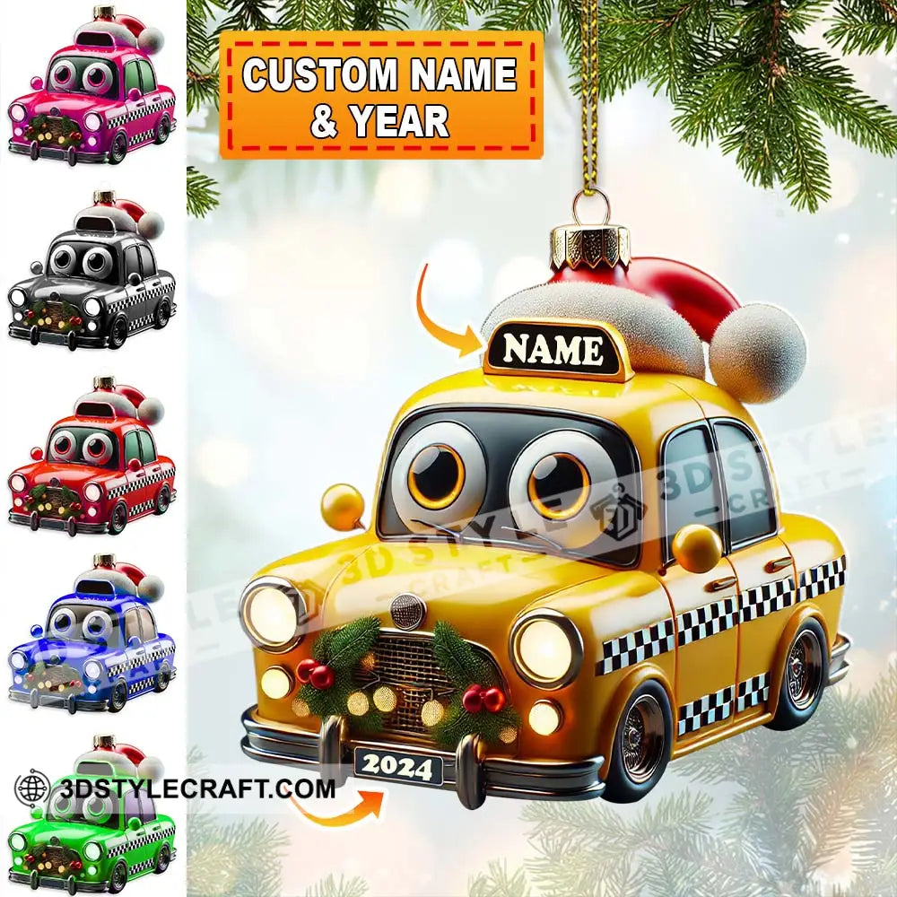 Custom Name and Year Christmas Car Ornament, Custom Christmas Gift