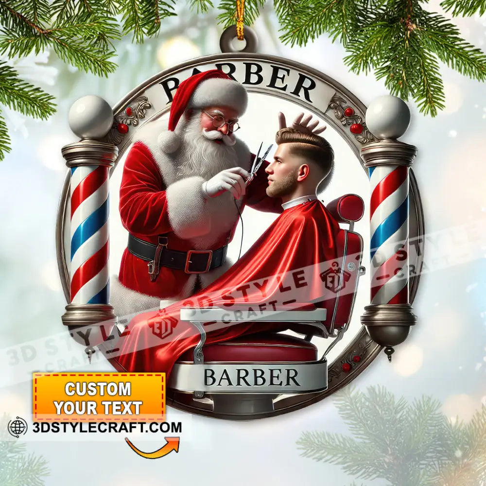 Custom Name Barber Ornament, Christmas Decoration for Barber Shop