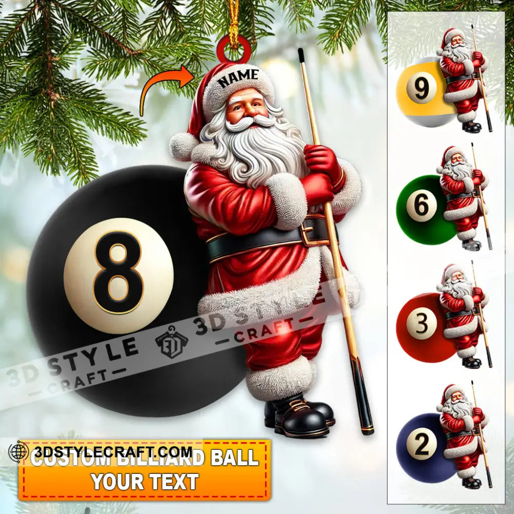 Custom Name Billiard Ornament, Billiard Lover Christmas Gift