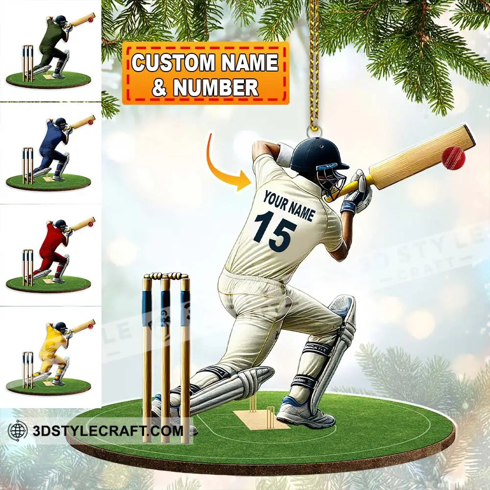 Custom Name Cricket Ball Ornament, Cricket Ball Lover Christmas Gift
