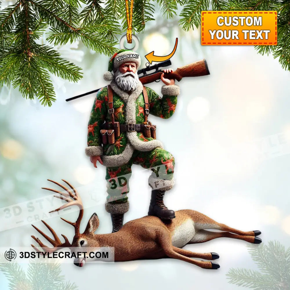 Custom Name Deer Hunting Ornament, Deer Hunter Christmas Gift