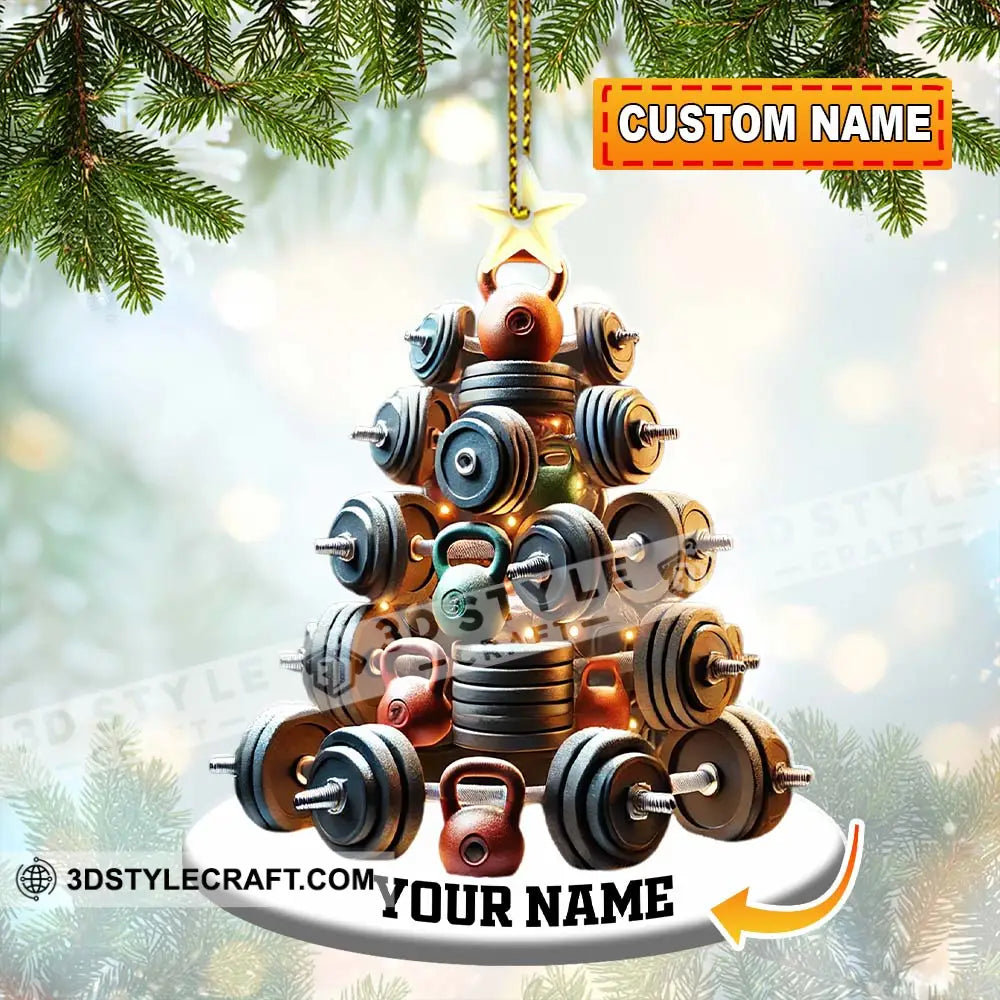 Custom Name Gym Work Out Ornament, Weightlifting Ornament, Gymnastics