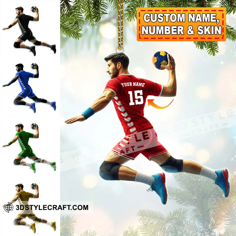 Custom Name Handball Ornament, Christmas Gift for Handball Lover