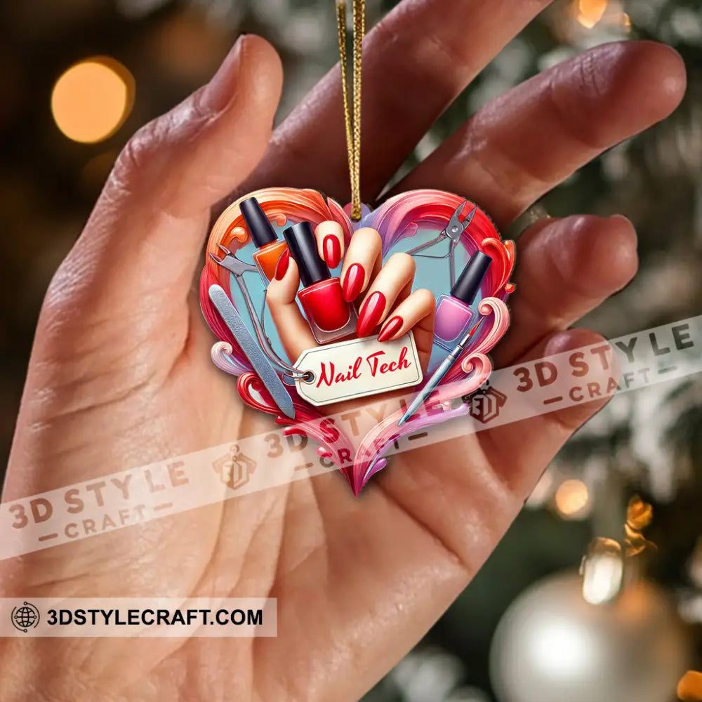 Custom Name Nail Tech Ornament, Christmas Gift for Nail Artist