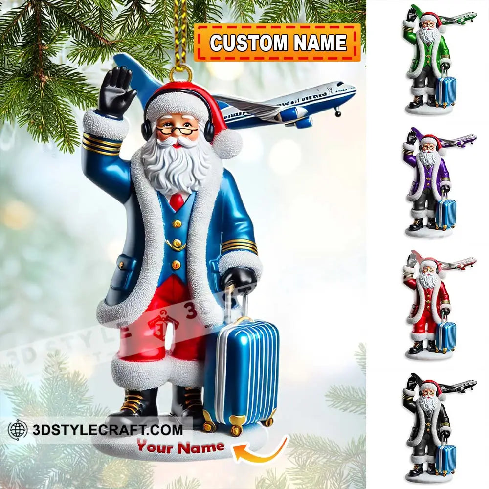 Custom Name Pilot Santa Ornament, Pilot Christmas Gift