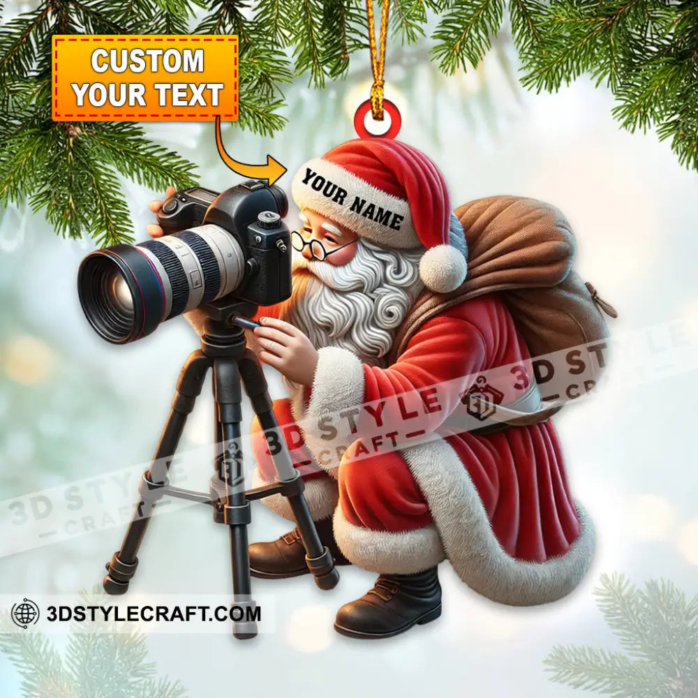 Custom Name Santa Microscope Ornament, Microscope Love Christmas Decor