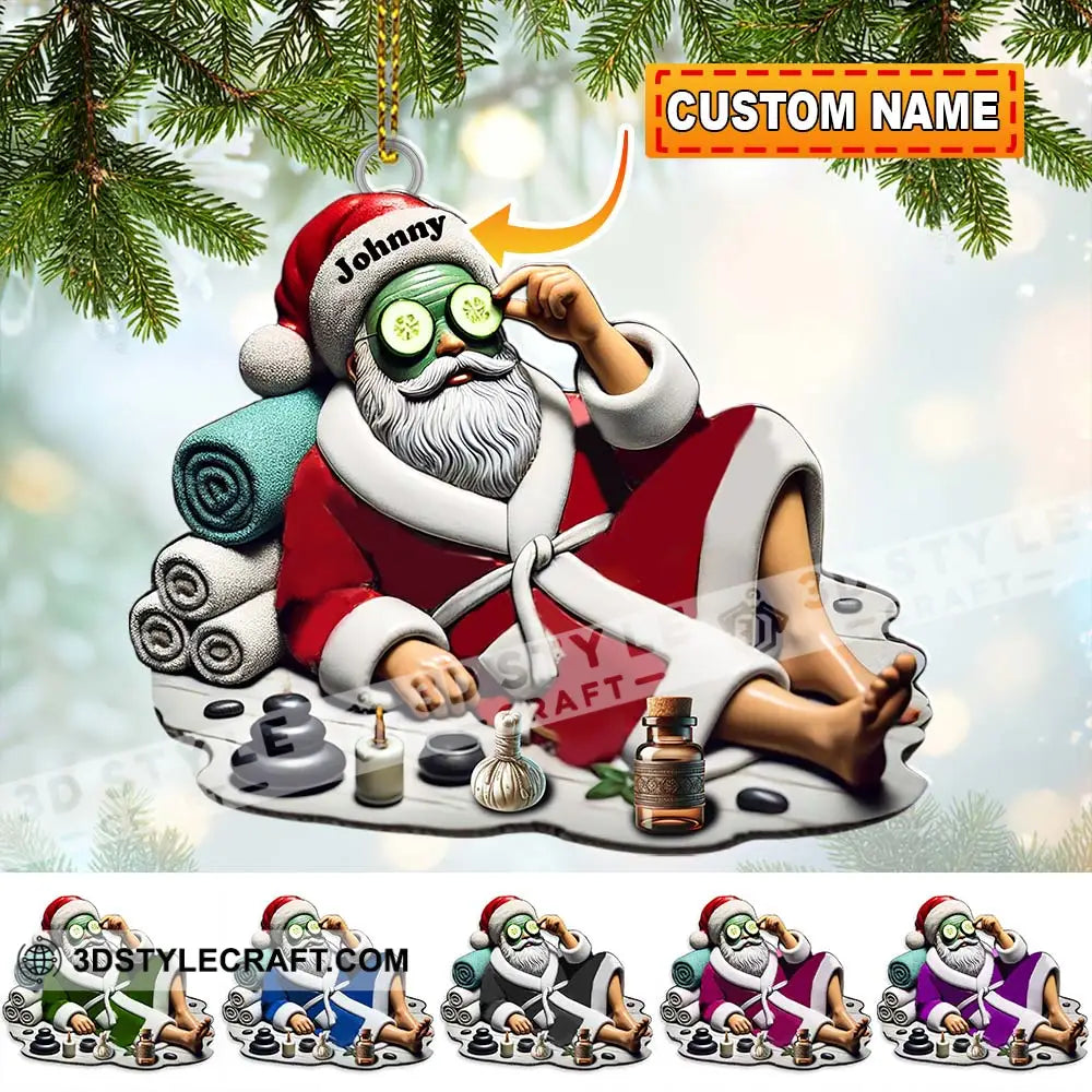 Custom Name Santa Spa Ornament, Santa Christmas Gift Decoration