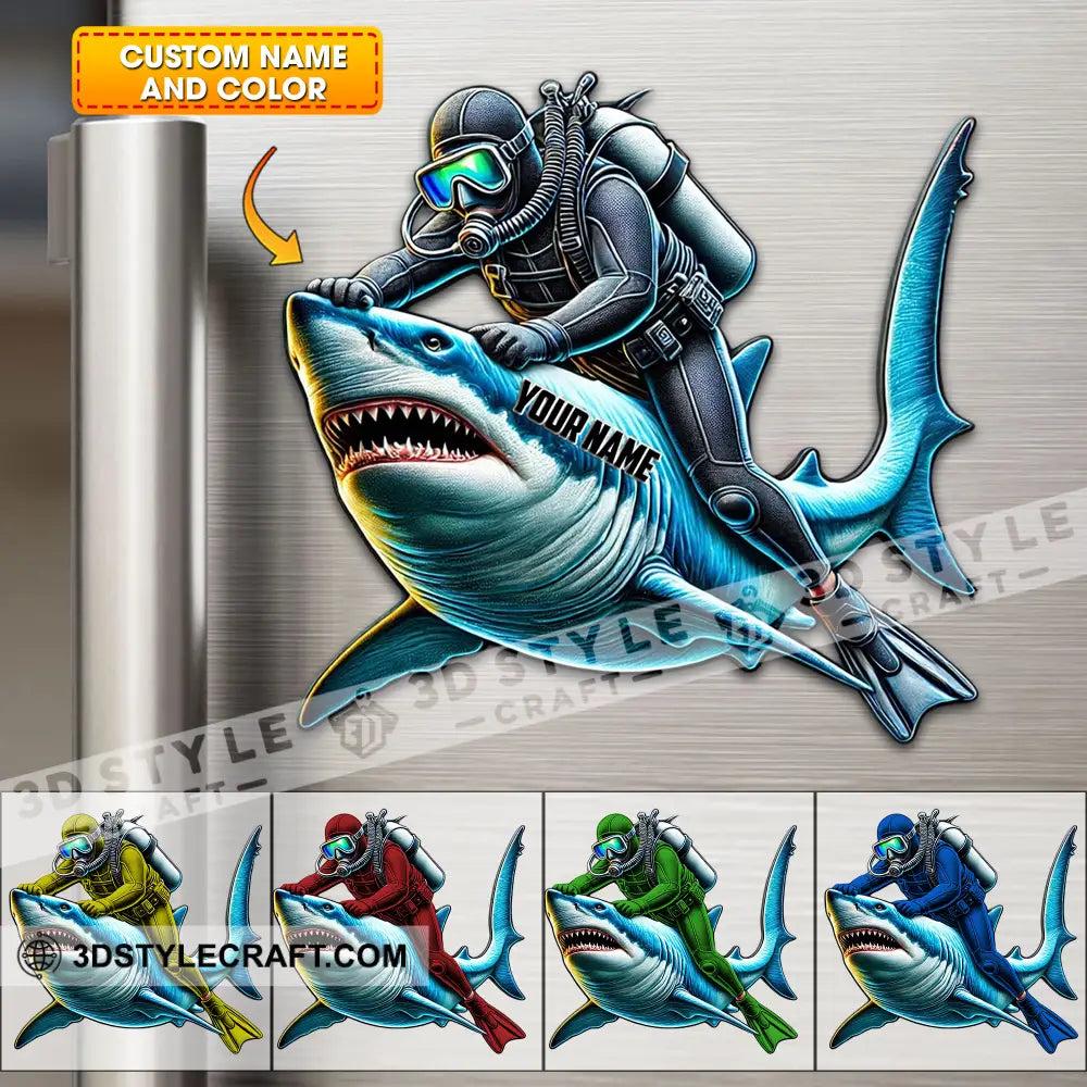 Diving Shark Fridge Magnet - Personalized Fridge Magnet