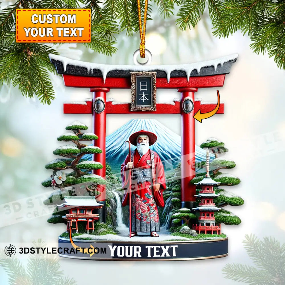 Japanese Santa Christmas Ornament, Personalized Ornament