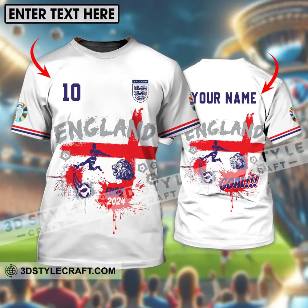 Unisex Shirt - Custom Name And Number, England Euro 2024 Team Flag Col