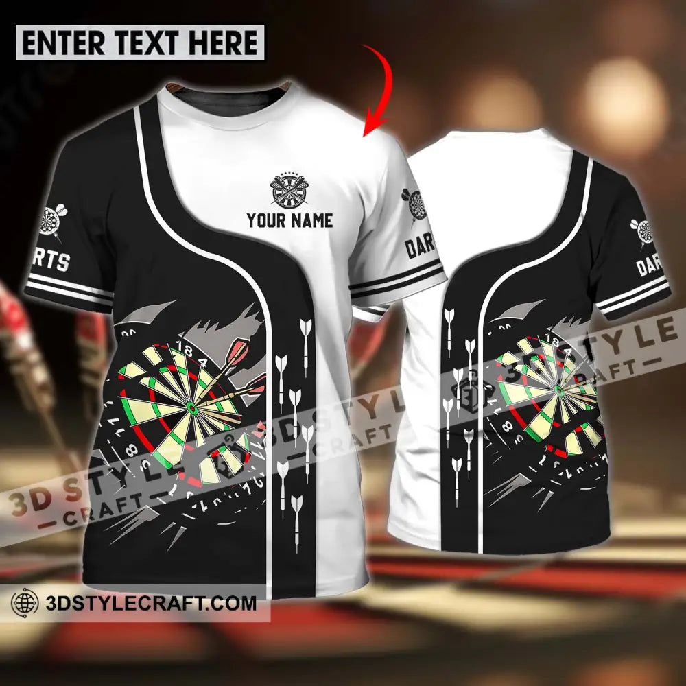 Unisex Shirt - Custom Name And Team Name Darts Shirt, Black And White