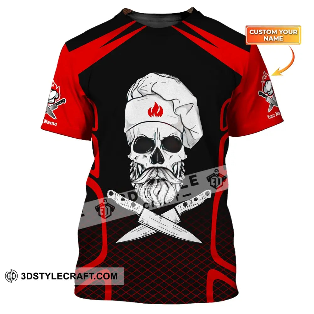 Unisex Shirt, Custom Name Chef Shirt, Skull Chef, Chef Polo, Gift for
