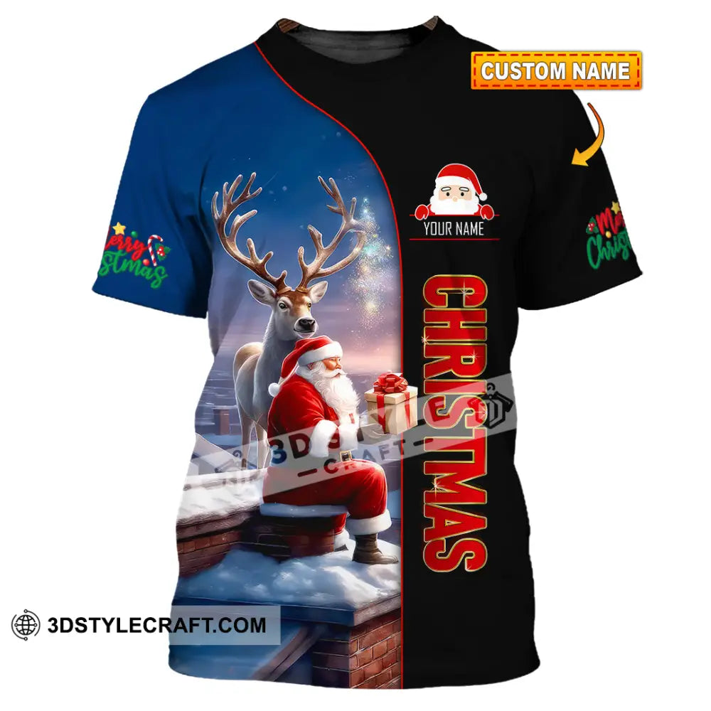 Unisex Shirt, Custom Name Christmas Santa Shirt, Christmas Polo Long S
