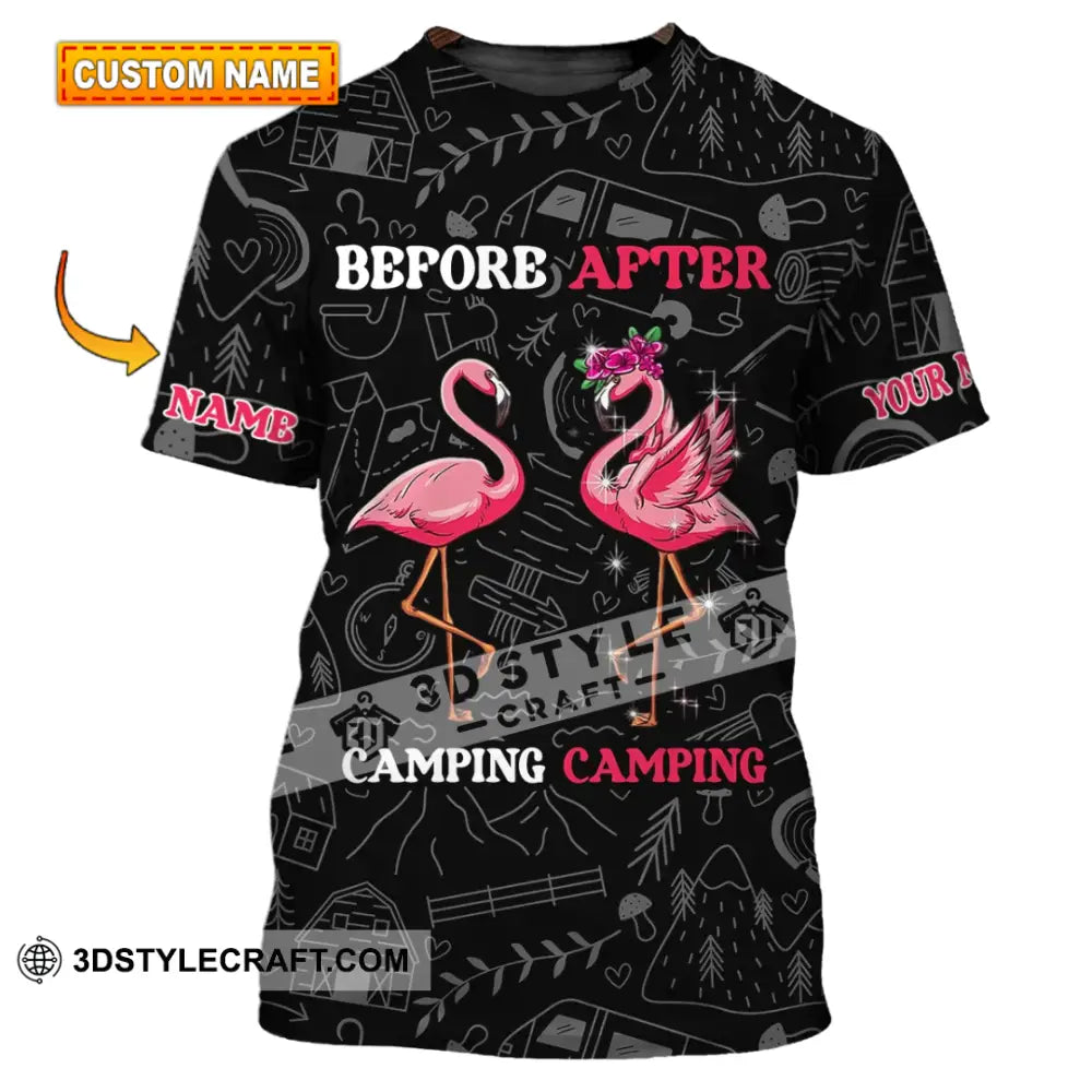 Unisex Shirt - Custom Name Shirt - Flamingo Before And After Camping