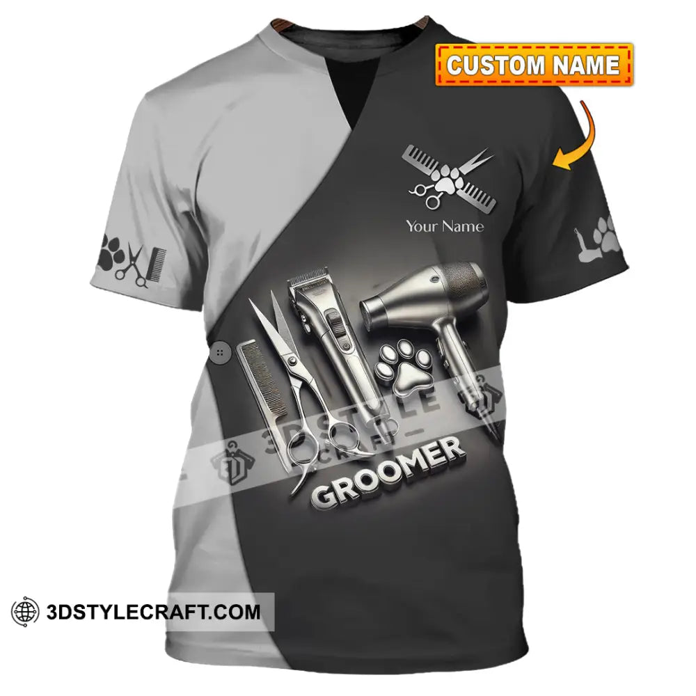 Unisex Shirt, Custom Name Pet Groomer Shirt, Groomer Polo Long Sleeve