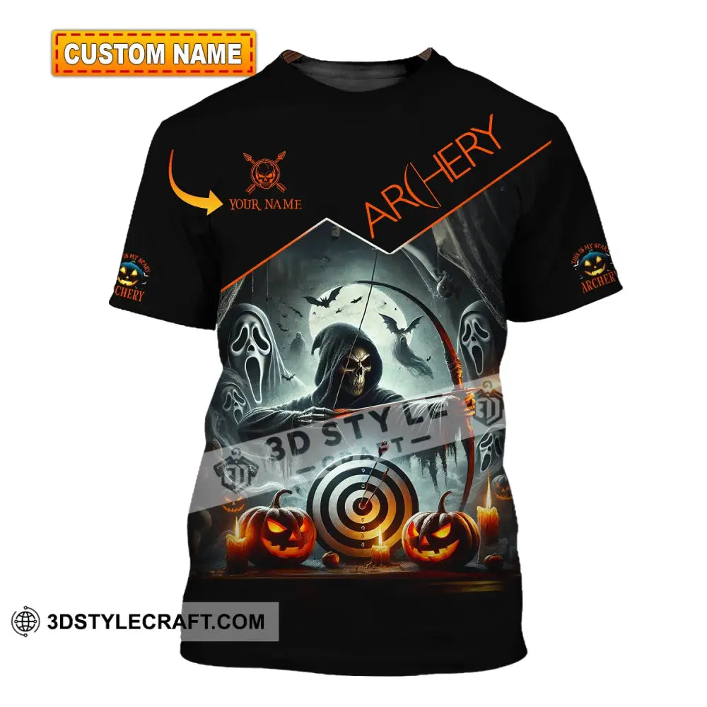 Unisex Shirt - Custom Name Skull Archery Target Shirt