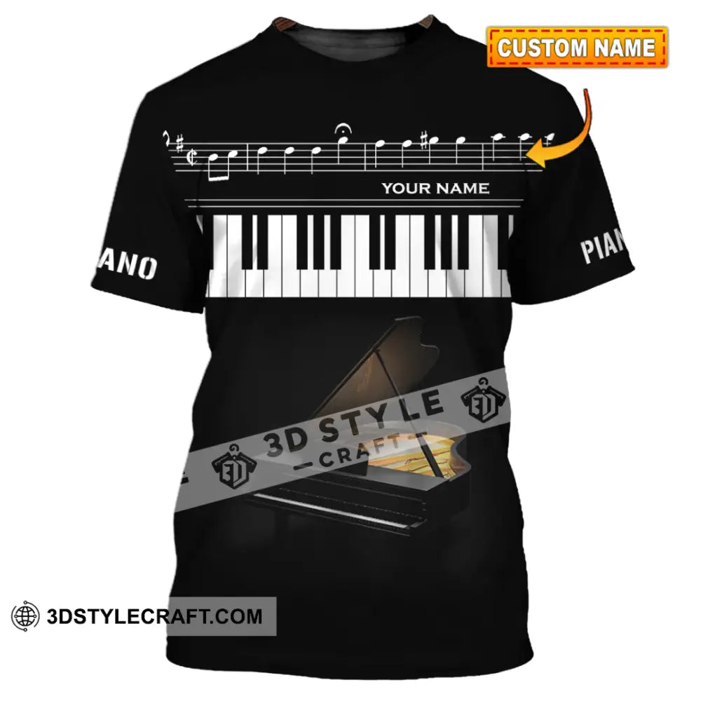 Unisex Shirt - Custom Name T-Shirt - Piano Keys Shirt